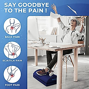 BlissTrends Foot Rest for Under Desk at Work-Versatile Foot Stool with Washable Cover-Comfortable Footrest with 2 Adjustable Heights for Car,Home and Office to Relieve Back,Lumbar,Knee Pain-Blue Long