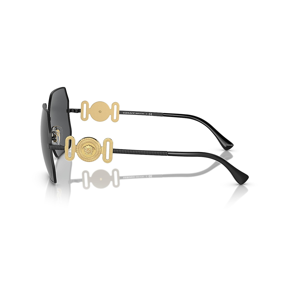 Versace Unisex Sunglasses Matte Black Frame, Dark Grey Lenses, 58MM