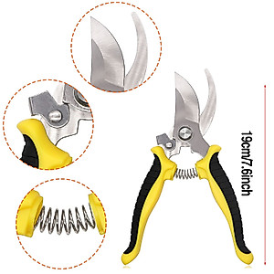 Taiss 2PCS Gardening Shears,Gardening Pruning Scissors,Straight Stainless Steel Blades/Curved Blade Garden Pruning Shears,gardening scissors trimming.