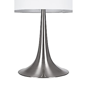 Catalina 23105-000 Modern Fluted Metal Base Table Lamp with White Shade, 19", Brushed Nickel