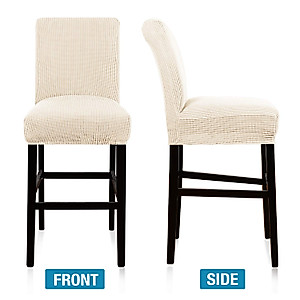 Flamingo P Stool Covers Dining Chair Covers Stretch Jacquard Fabric Chair Slipcover with Elastic Bottom Removable Washable Chair Protector Chair Cover Set of 2, Biscotti Beige