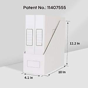 JiaWei Magazine File Holders, 3 Packs White Document Organizer, File Racks,Book Bin for Office.