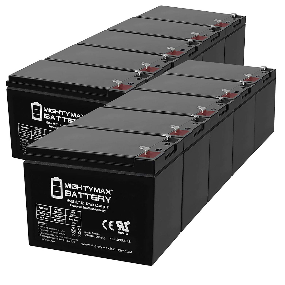 Mighty Max Battery 12V 7AH Battery Replaces npw36-12 gp1272 np7-12 bp7-12 ps-1270 cy0112-10 Pack