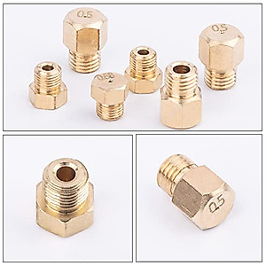 Brass Jet Nozzles 30 Packs - DIY Burner Parts with M6 x 0.75mm and M5 x 0.5mm Thread, 0.5mm and 0.68mm Nozzle Hole, Range, Stove, Oven Conversion Kit for Propane LPG Natural Gas Pipe Water Heater 