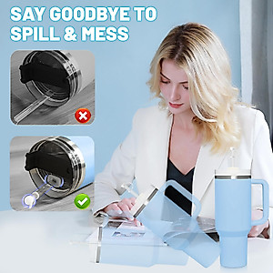 Pyard Upgraded 6Pcs Silicone Spill Proof Stopper Set, Accessories for Stanley Cup 1.0/H2.0 Tumbler 20oz/30oz/40oz, Straw Cover Cap for Stanley, Square Spill Stopper, Round Leak Stopper for Stanley