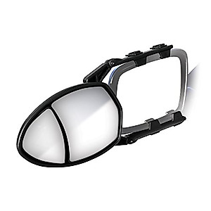 Camco Clamp-On Dual View Towing Mirror | Features 2 Independently Adjustable Mirrors and an Aerodynamic Design | Black (25653)