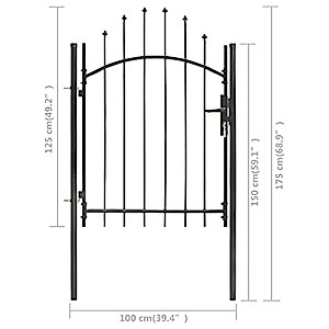 vidaXL Garden Gate Steel 39.4"x68.9" Black