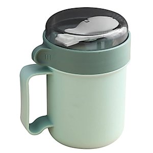 DOITOOL Microwave Soup Bowl with Lid - 34oz Soup Mug Soup Containers with Spoon - Reusable To Go Containers Soup Bowls with Handles for Crunch, Soups, Noodles, Hot Cereal, Hot Coffe and More