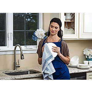 XLNT Ultra Absorbent Dish Towels 100% Cotton Plush Loop-Stitch 18x28 inch Durable Dishcloths Kitchen Towel. Set of 2, Blue