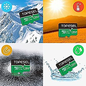 TOPESEL 128GB Micro SD Card 3 Pack Memory Cards A1 V30 U3 Class 10 Micro SDXC UHS-I TF Card for Camera/Drone/Dash Cam(3 Pack U3 128GB)