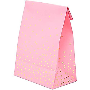 Sparkle and Bash Pink Gift Bag, Party Favor Bags with Gold Stickers (5.15 x 8.6 in, 36 Pack)