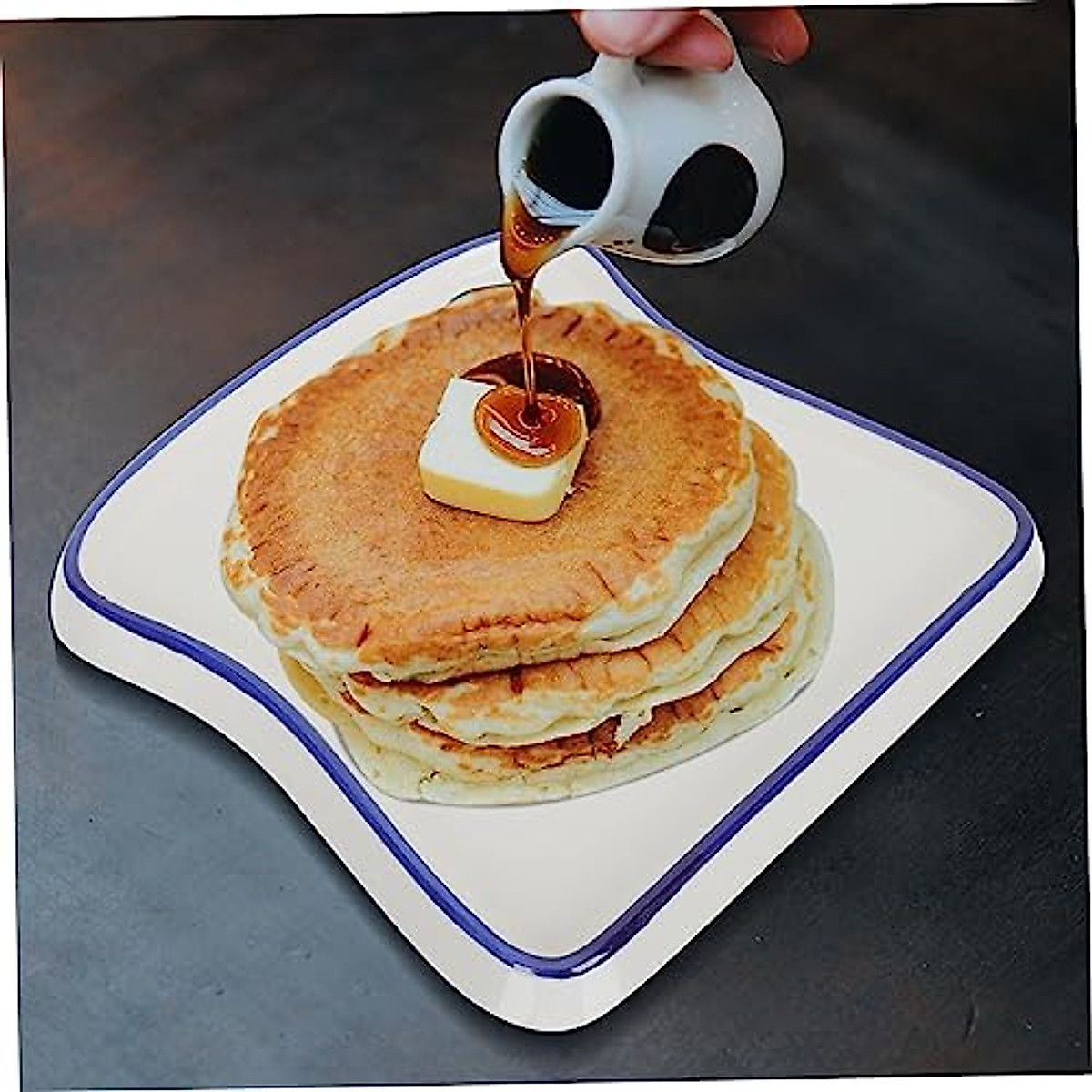 Pasta Accessories Plate Jewelry Tray Food Tray Pizza Tray Biscuit Bowl Ceramic Jewelry Tray Breakfast Food Plate Home Accessory Home Supply Fruit Salad Ceramics Bread Blue