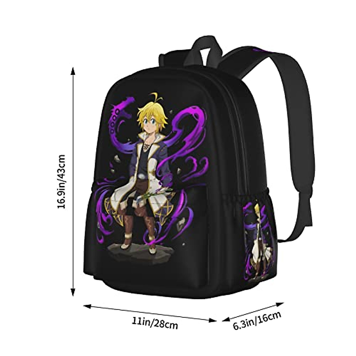 Seven Deadly Sins Backpack Boys Girls Bookbags Big Student Laptop Backpacks Outdoor Travel Backpack, Black