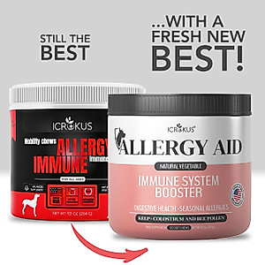 ICROKUS Allergy Immune Supplement for Dogs - Digestive Dog Allergy Relief Chews - Dog Allergy Treats for Seasonal and Food Allergies - Skin Itch, Hot Spots - 120 Soft Chews