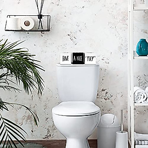 Farmhouse Set of 3 for Bathroom Decor Funny Bathroom Sign with Unique Sayings Rustic Wooden Bathroom Shelf Decor Cute Black and White Bathroom Decor For The Guest Restroom Home Decoration