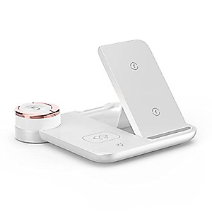 Wireless Charger, 4 in 1 Fast Wireless Charging Station Compatible with iPhone 14/13/12/11/Pro/XS/XR/X/SE/8/8 Plus, 18W Wireless Charger Stand Dock for Apple Watch Series7/ 6/5/4/3/2/ AirPods…