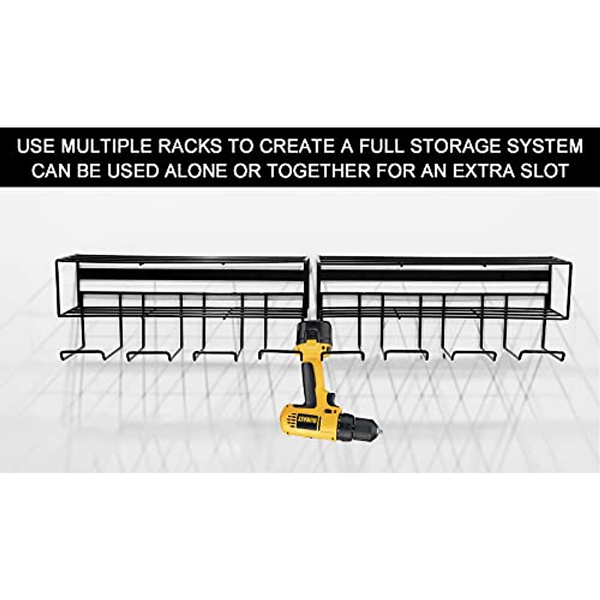 LULARINE 2 in 1 Large Power Tool Organizer Drill Holder Wall Mount Tool Storage Rack and Power Tool Holder