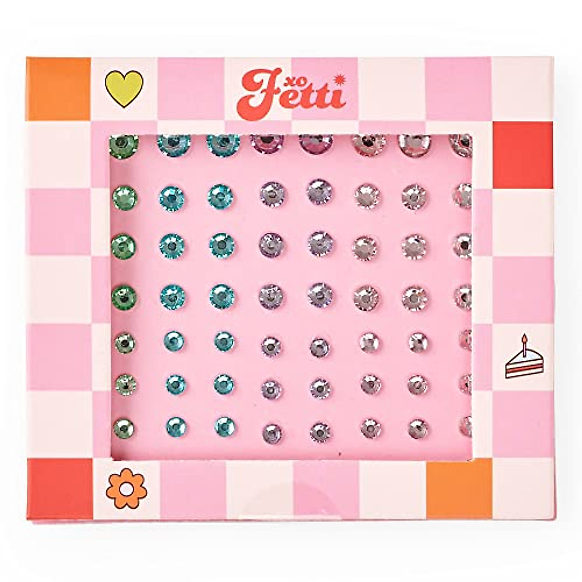xo, Fetti Pastel Diamond Rhinestone Face Gems - 1 Set | Rainbow Birthday Accessories, Crystal Bachelorette Party, Pride, Rave, Festival