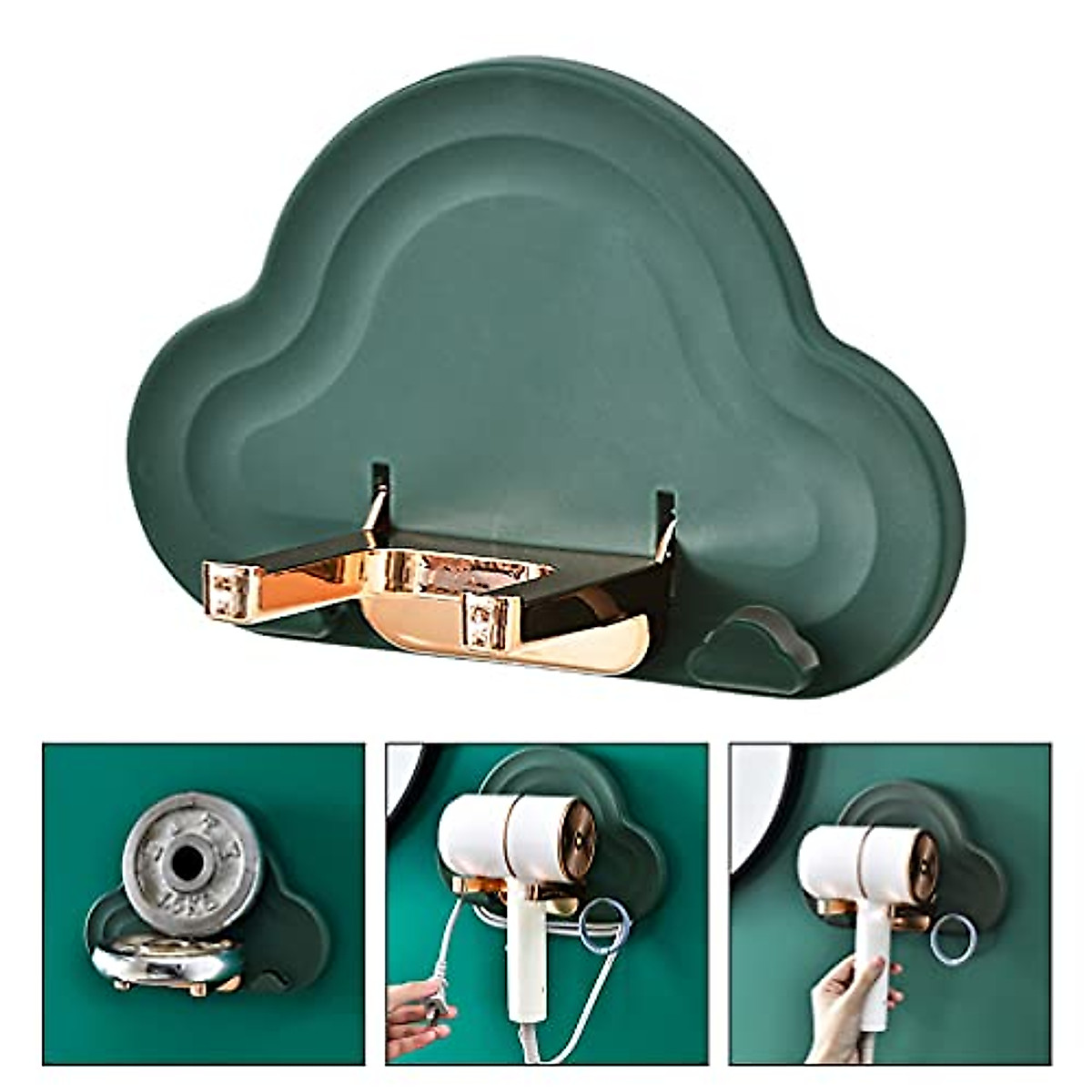 Veemoon Hair Styling Tools Hair Dryer Holder Stand Cloud Shaped Plastic Wall Mount Hair Blow Dryer Hanging Rack Spiral Hair Styling Organizer Collapsible Hangers