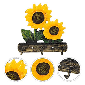 YARNOW Metal Key Holder Hooks Sunflower Wall Hanger Decorations Multi- for Door Kitchen Corridor Foyer Bedroom University Dormitory, 3 Hook Racks