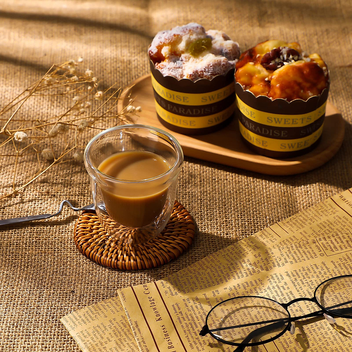 2 oz Espresso Glass Cups Set of 8, Double Wall Espresso Shot Glasses Clear Insulated Coffee Mug for Espresso Cappuccino Latte