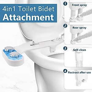 Tanguo Bidet Attachment for Toilet, Adjustable Pressure Control &Self-Cleaning Dual Nozzle (Feminine/Bidet Wash) Toilet Bidet, Cold Water Sprayer Bidets for Existing Toilets