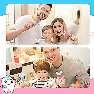 12 Pieces Kids U Shaped Toothbrush 360 Degree Toddler Whole Mouth Toothbrush Oral Teeth Cleaning Soft Silicone Massage Toothbrush with Handle for Kids Baby Toddler Boys Girls, 2 Sizes