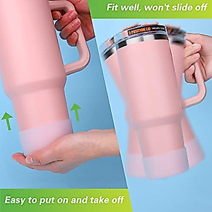 AIERSA 2Pcs Silicone Boot Sleeve for Stanley Quencher 40 oz 30 oz Tumbler with Handle & for IceFlow 20oz 30oz, Protective Water Bottle Cup Bottom Bumper Cover for Stanley Tumbler Accessories, Clear