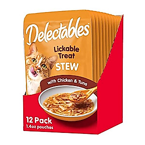 Hartz Delectables Stew Lickable Wet Cat Treats for Adult & Senior Cats, Chicken & Tuna, 1.4 Ounce (Pack of 12)