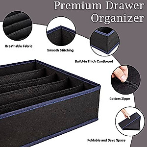 4-Pack Drawer Organizer Clothes - Neatly Store Socks, Belts, Bras & Underwear with Foldable Zip Lock Design & Non-Woven Fabric - Effortless Dresser Organizer