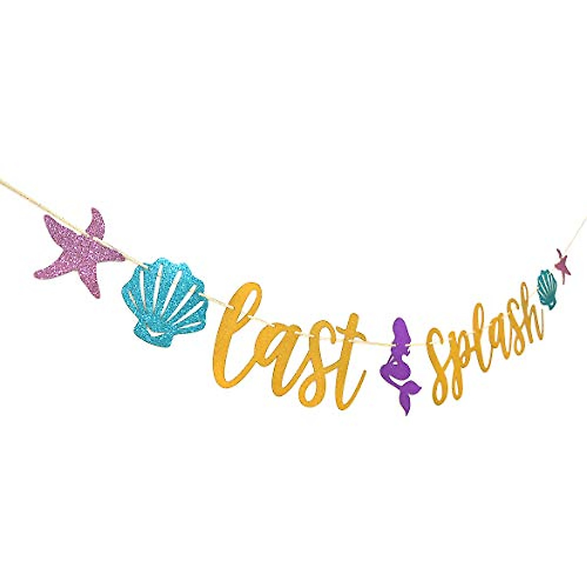 Last Splash Gold Glitter Banner for Mermaid Bachelorette Party Bridal Shower Decorations