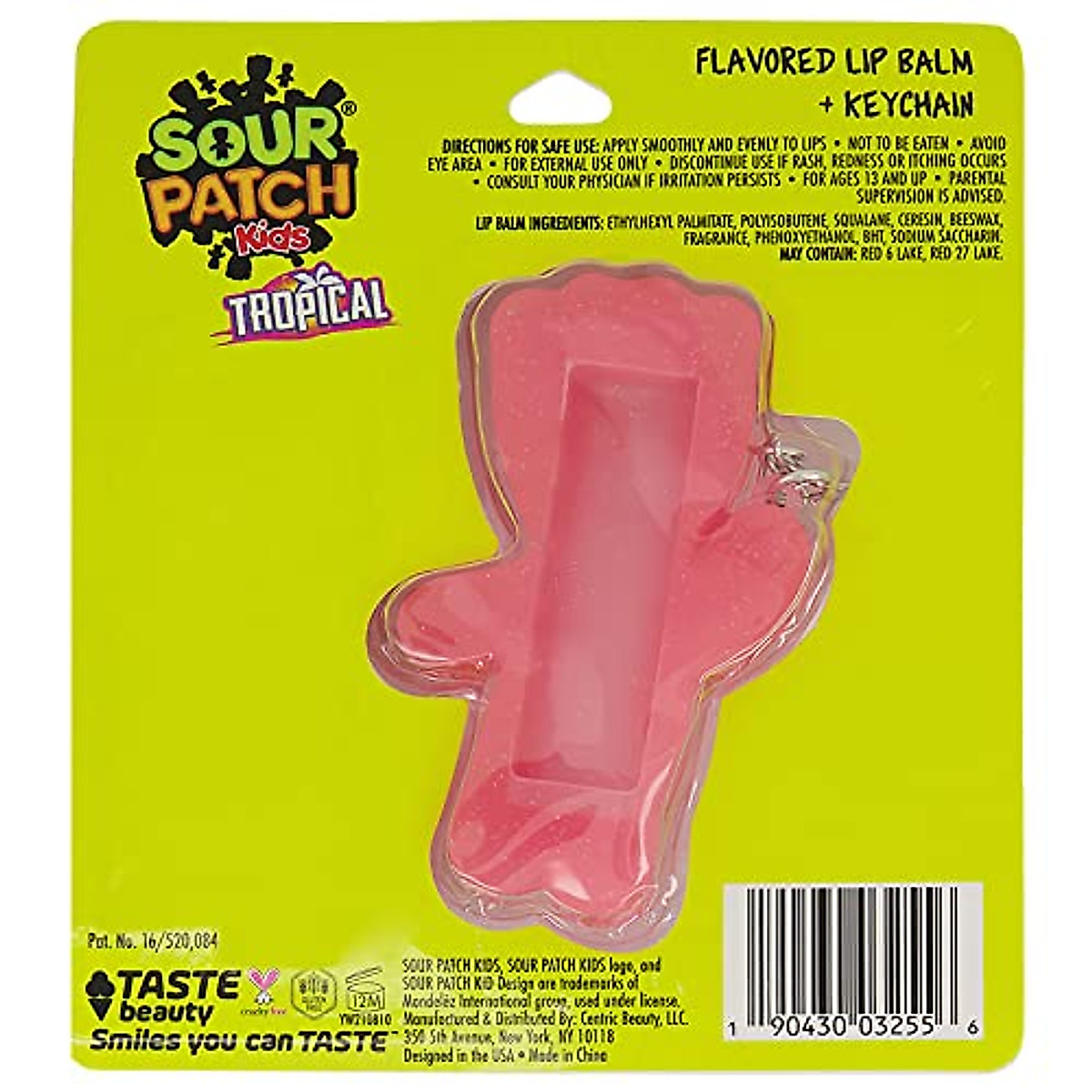 Taste Beauty Sour Patch Kids–Flavored Lip Balm and Keychain Holder, (Flavor), 2-Piece Set