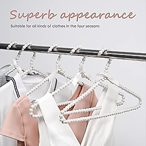Linkidea 20 Pack Pearl Beaded Clothes Hangers Bulk Pack, Wholesale Multi-Pack Plastic Elegant Clothes Dress Pants Hanger, Closet Coat Storage Organizer Standard Hangers (White)