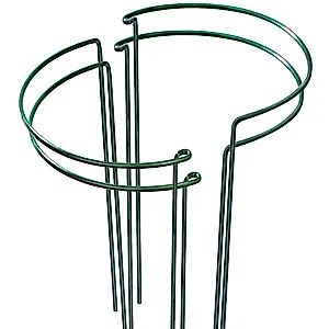 LEOBRO 4 Pack Plant Support Stake, Metal Garden Plant Stakes, Peony Support, Tomato Cage, Half Round Plant Support Ring Cage, Plant Support for Tomato, Rose, Vine, Indoor Plants (9.8" W x 15.7" H)
