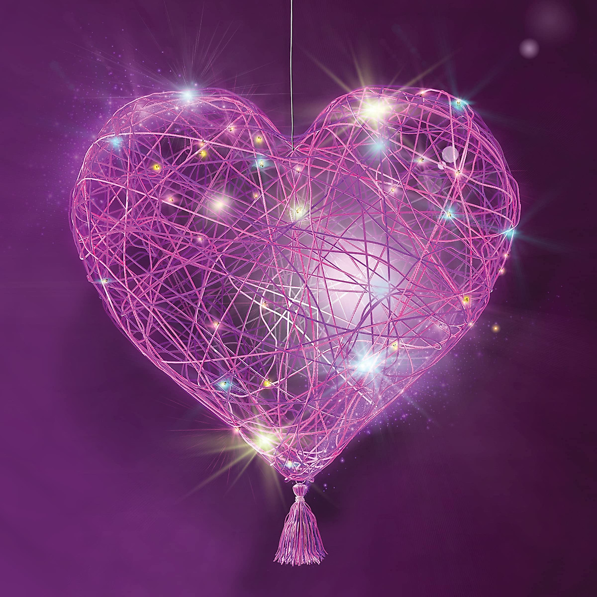 3D String Art Kit for Kids - Makes a Light-Up Heart Lantern - Multi-Colored LED Bulbs - Kid Gifts - Easter Crafts for Girls Ages 8-12 - DIY Arts & Craft Kits for 8, 9, 10, 11, 12 Year Old Girl