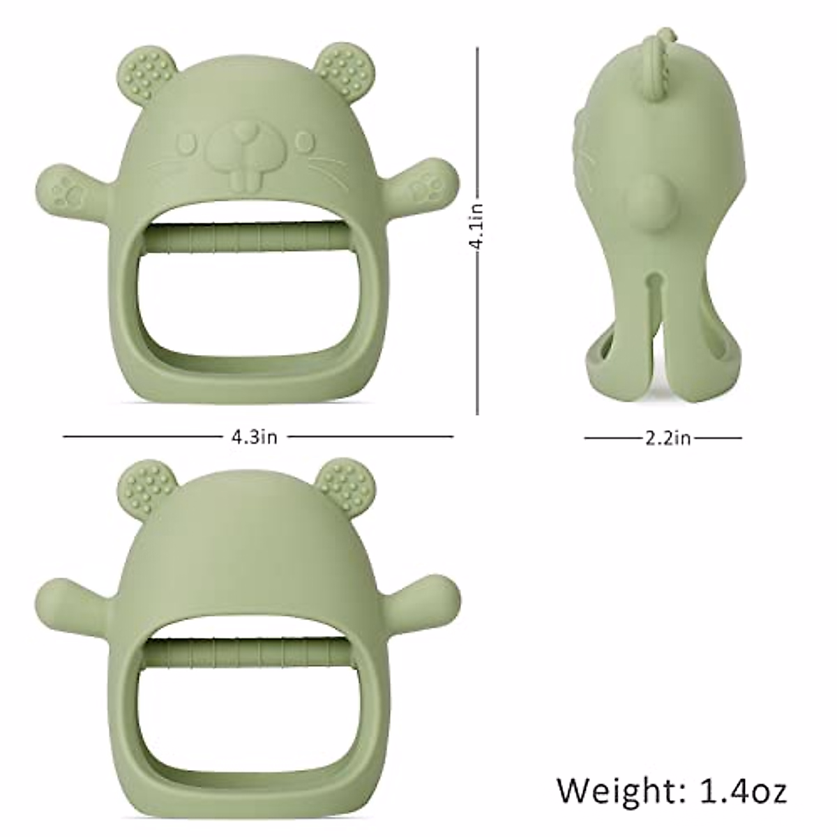 Socub Baby Teether Toy for Infants 3+ Months, Silicone Never Drop Silicone Mitten Teething Toy for Soothing Sore Gums, Baby Chew Toys for Sucking Needs, BPA Free, Dusty Blue