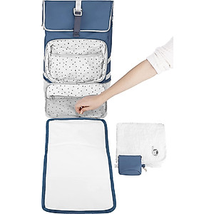 Babymoov Sancy Diaper Bag Backpack | Unisex Back Pack With Heavy Duty Roll-Top Closure, Large Insulated Compartment, Changing Pad And Accessories, Navy Blue