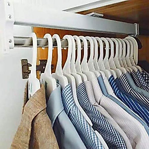 Pull-Out Closet Valet Rod, Adjustable Wardrobe Clothing Rail Top Mount Wardrobe Rack,White,300mm