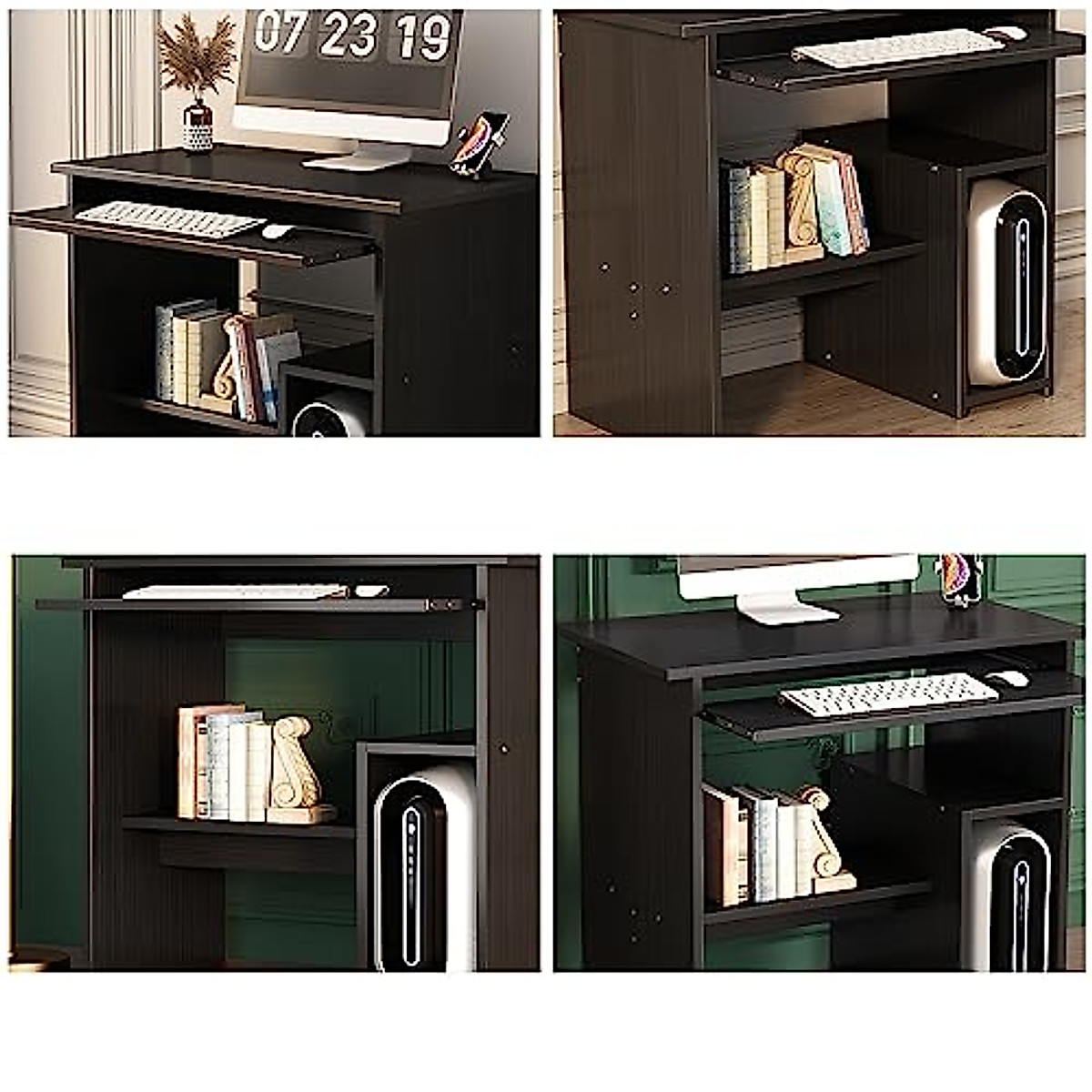 ALISENED Desktop Computer Desk, Laptop Study Table Office Desk with Storage Drawer Shelves Keyboard Tray, Small Student Desks Gaming Computer Desk for Small Spaces Home Office