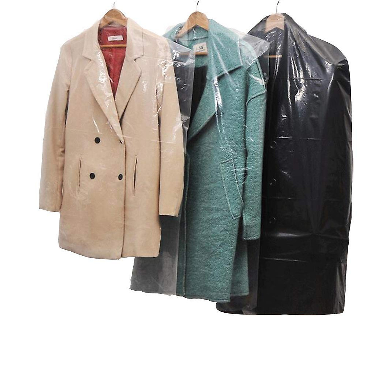 100 Pack Garment Bag Transparent Clothing Dust Cover Dustproof Hanging Clothes Suit Dress Jacket Cover for Dry Cleaner, Home Storage,Travel, Clothes Storage Closet,23.6 x 35.4 inches