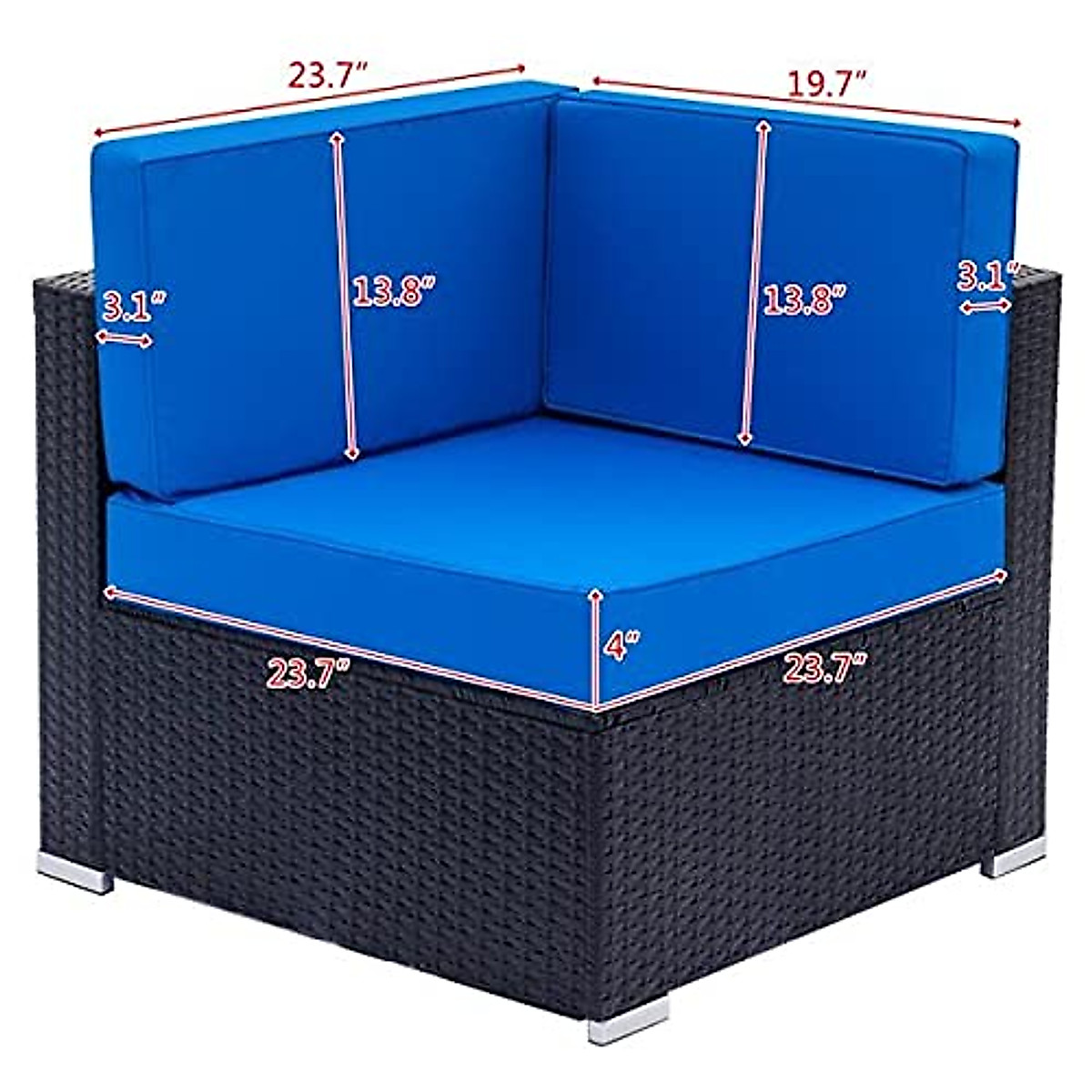 ZLXDP Patio Furniture Set Fully Equipped Weaving Rattan Sofa Set with 2pcs Corner Sofas & 2pcs Single Sofas - Woven Rattan