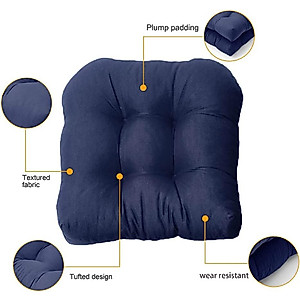 AALLYN Wicker Seat Cushions Round Back 19"x19" Seasonal Replacement Cushions, Outdoor Waterproof Chair Cushions, Patio Furniture Cushions(Color:Navyblue)