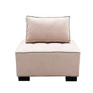 voqoomkl Single Sofa Chair, Accent Chairs, Lounge Floor Couch Foam Bed Chair for Living Room Bedroom, Lazy Chair with Pillow, Beige