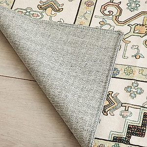 Rineflo-2'x3' Washable Indoor Doormat, Non-Slip Retro Door Mat ，Boho Mat Low-Pile Entryway Rug，Suitable for Bedroom, Study, Bathroom Entrance Carpet (Beige Green, 2'x3')