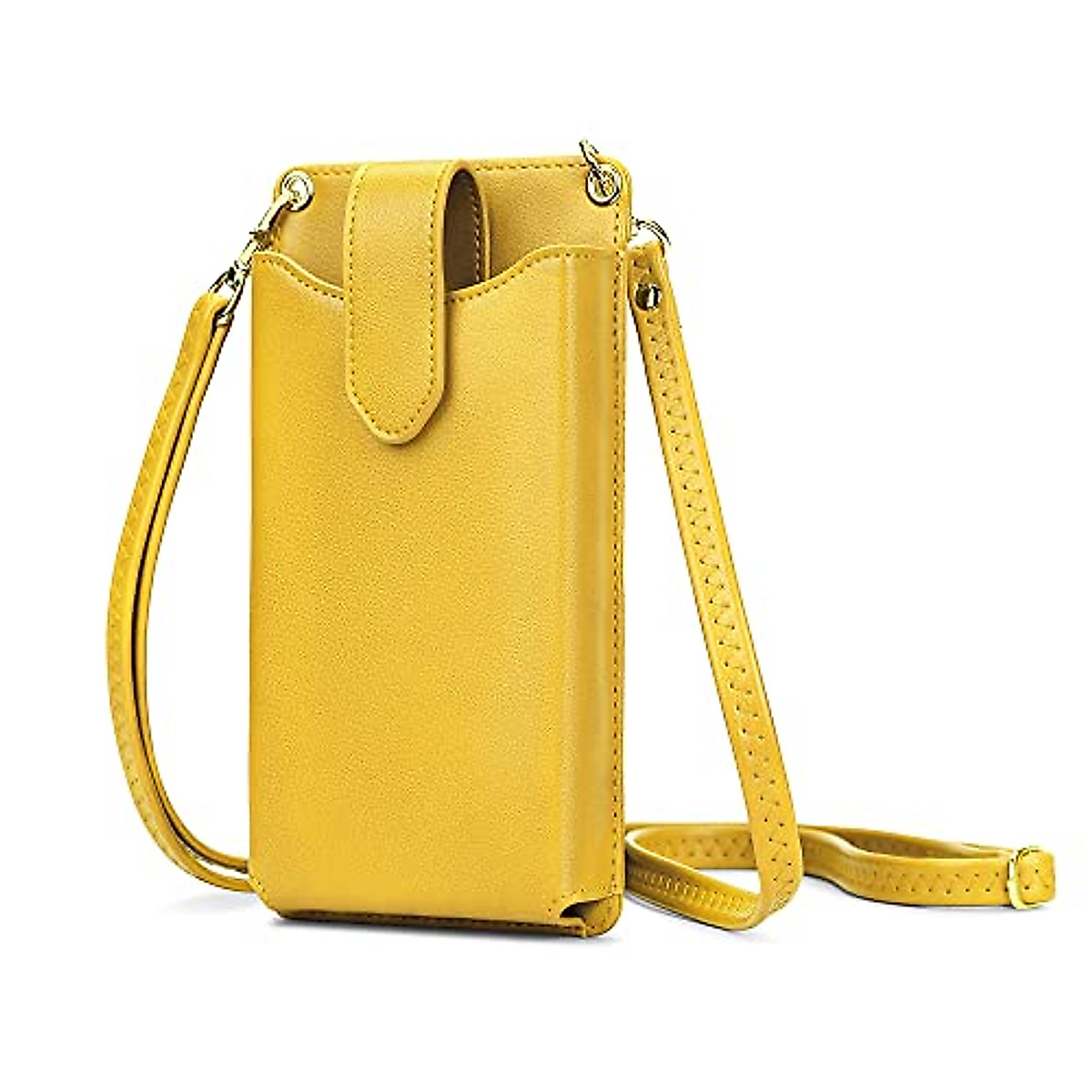 Peacocktion Small Crossbody Cell Phone Purse for Women, Lightweight Mini Shoulder Bag Wallet with Credit Card Slots (Yellow)
