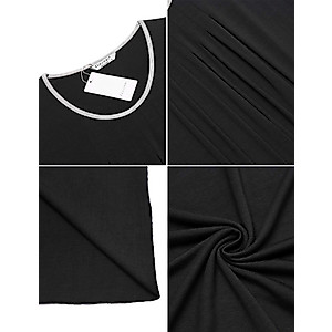 Ekouaer Women's Nightgown Soft Nightwear Maternity Loose Short Sleeve Sleepwear Black XXL