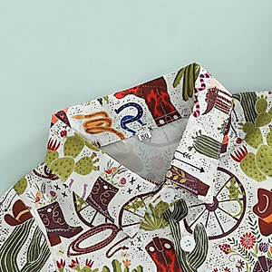 Toddler Baby Boy Button Down Shirt Short Sleeve T-Shirt Tops Western Cowboy Casual Tee Summer Clothes (A White,4-5T)