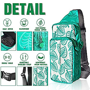 INFURIDER Portable Travel Carrying Case for Nintendo Switch,Fashion Leaf Design Shoulder Bag Storage Backpack Case for Switch/Switch Lite, Games Holder Case and Cell Phone