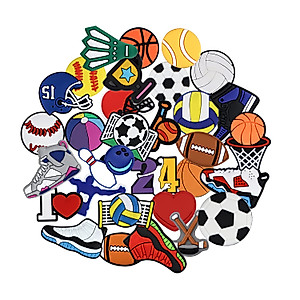 Letters Numbers and Sports Charms for Clog Shoe Decoration, Basketball Baseball Hockey Softball Soccer Football Gift for Boys Kids Teens and Adults