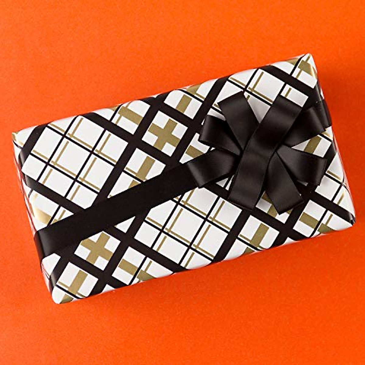 WRAPAHOLIC Wrapping Paper Roll - Black Gold Design for Birthday, Holiday, Baby Shower - 4 Rolls - 30 inch X 120 inch Per Roll